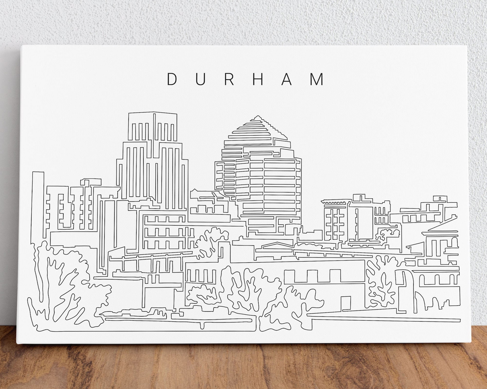 Durham NC Canvas Wall Art Durham NC Skyline Canvas Art Print | Etsy