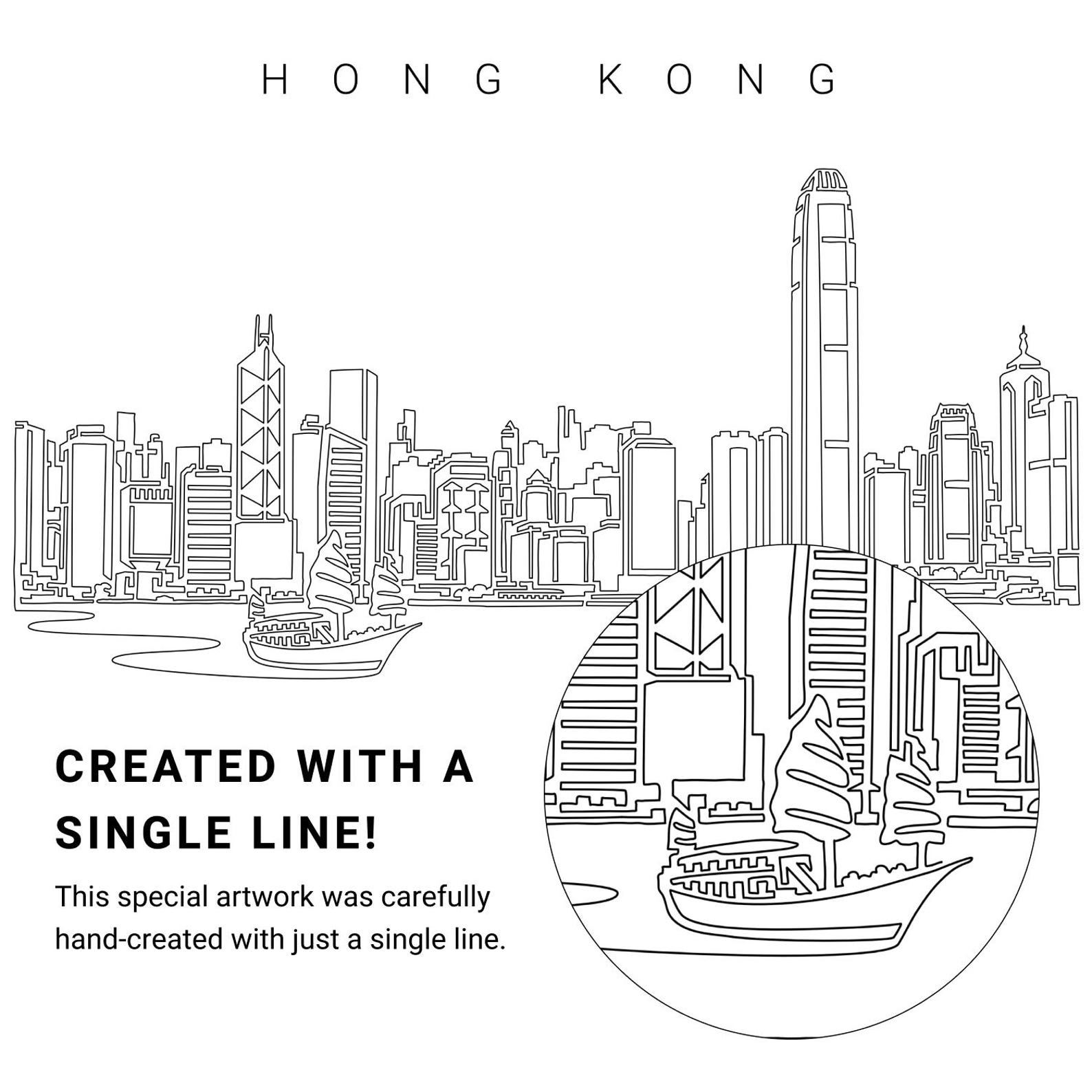 Hong Kong Printable Wall Art - Hong Kong Skyline Single Line Art ...