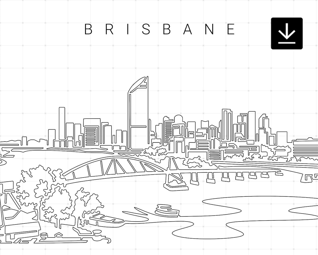 Brisbane Skyline Printable Wall Art Australia Digital Art - Etsy