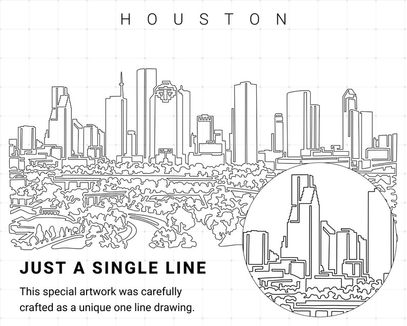 Houston TX City Skyline SVG Printable Wall Art With Houston - Etsy