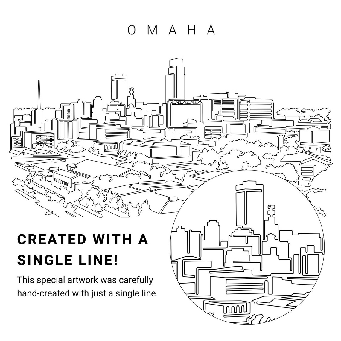 Omaha Printable Wall Art - Omaha Skyline Single Line Art - Digital ...
