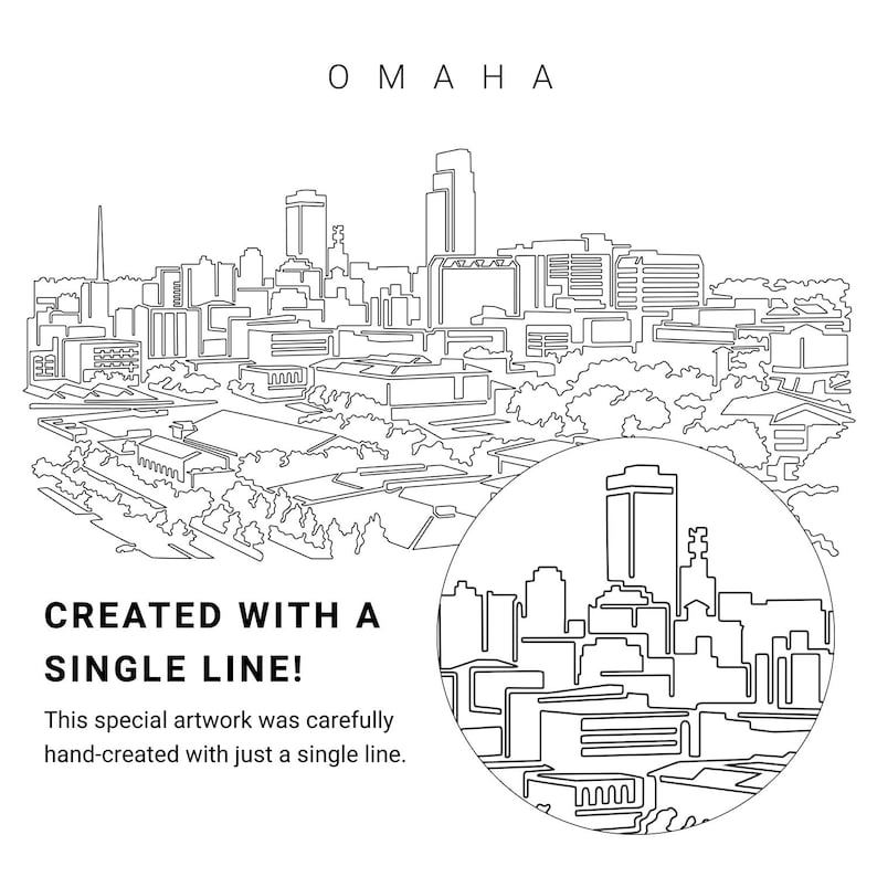 Omaha Printable Wall Art - Omaha Skyline Single Line Art - Digital ...