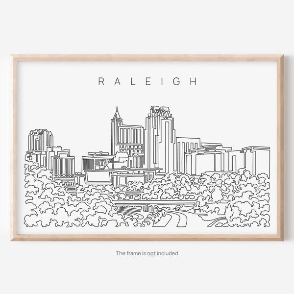 Raleigh Skyline Wall Art - Etsy