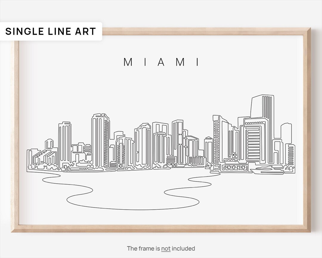 Miami Skyline Wall Art Miami Florida Art Print Miami - Etsy