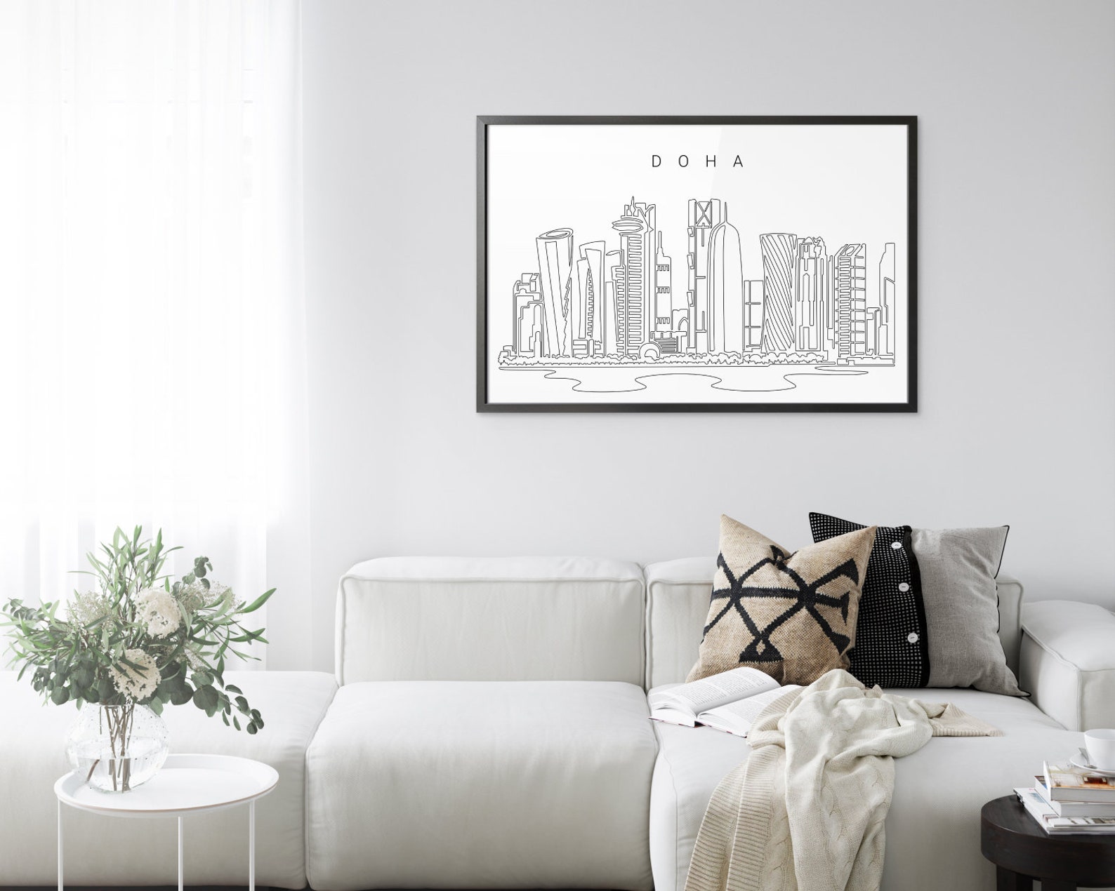 Framed Doha Qatar Skyline Wall Art Doha Art Print With - Etsy