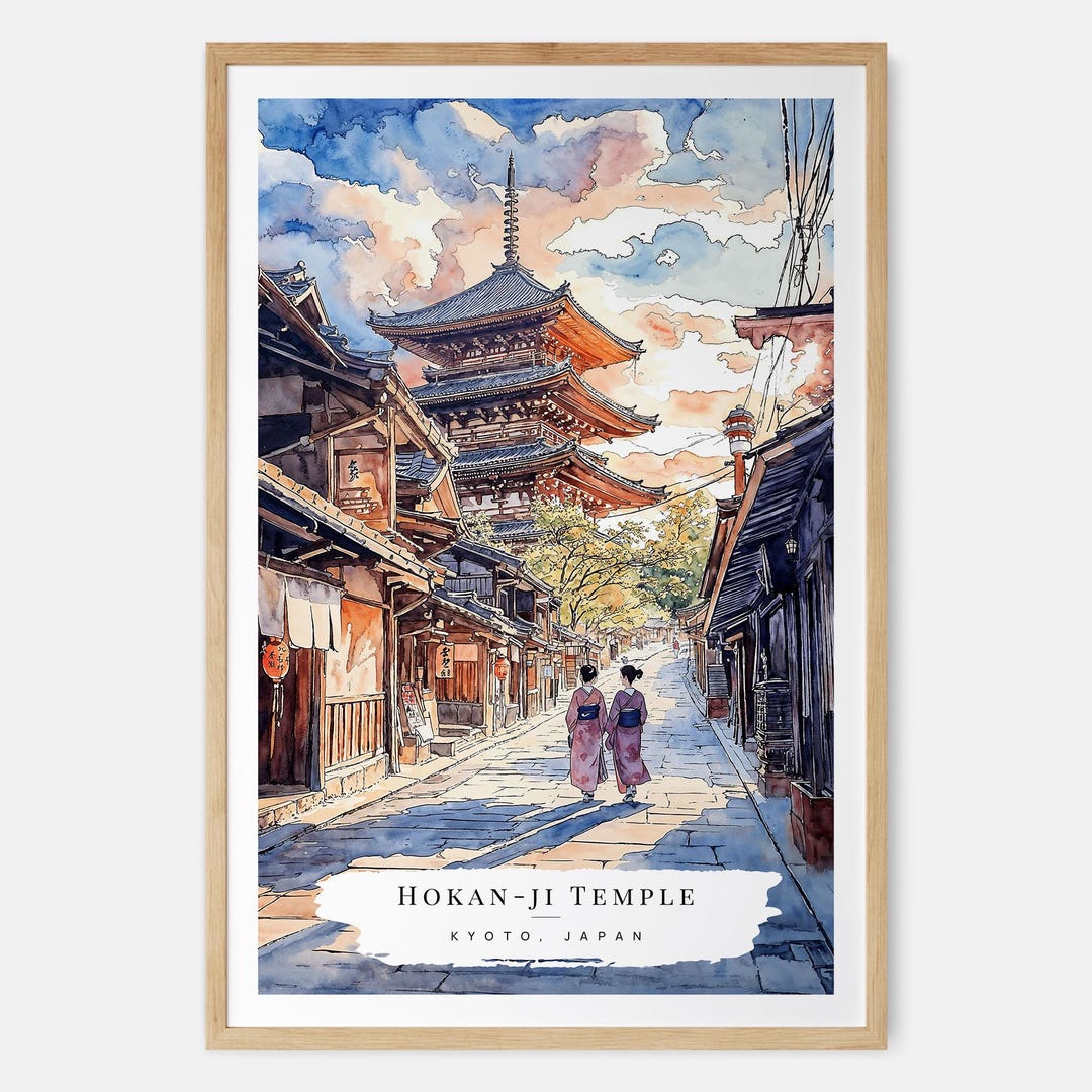Kyoto Hokan-ji Temple Watercolor Art Print Japan Travel Wall Art Japan ...