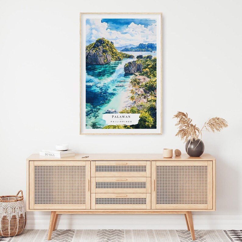 Palawan Watercolor Art, Philippine Wall Decor, Tropical Travel Print ...