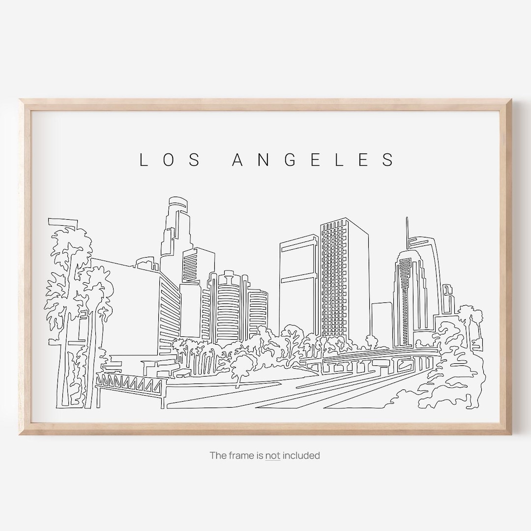 Los Angeles Skyline Art Print - Los Angeles Poster With Downtown One ...