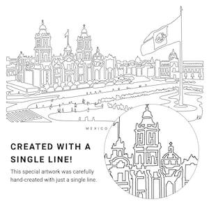 Mexico City Printable Wall Art - Mexico City Zocalo Single Line Art ...