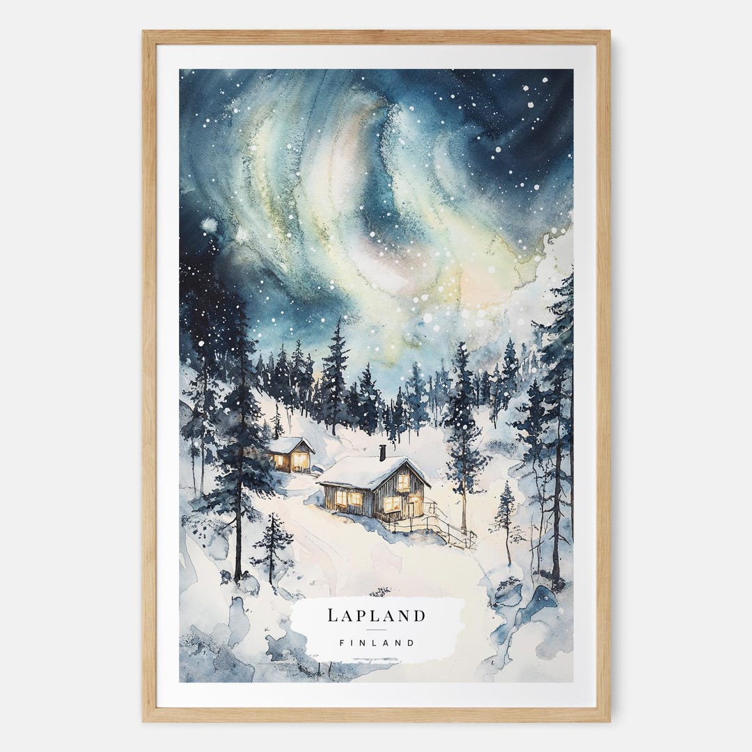 Lapland Finland Watercolor Art Print - Finland Wall Art - Denmark ...