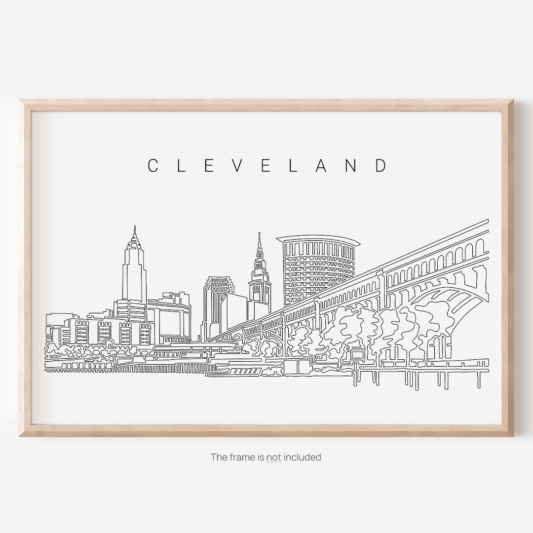 Cleveland Skyline Wall Art - Unique Cleveland Poster With Cityscape as ...