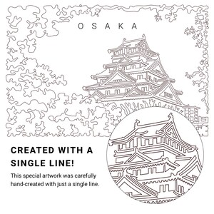 Osaka Japan Printable Wall Art - Osaka Castle Single Line Art - Digital ...