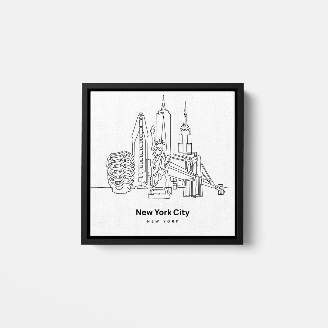 Mini New York City Art Print - 6x6 Canvas Print With New York Landmarks ...