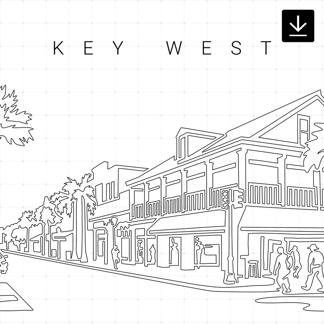 Key West Printable Wall Art - Key West Duval Street as Single Line Art ...