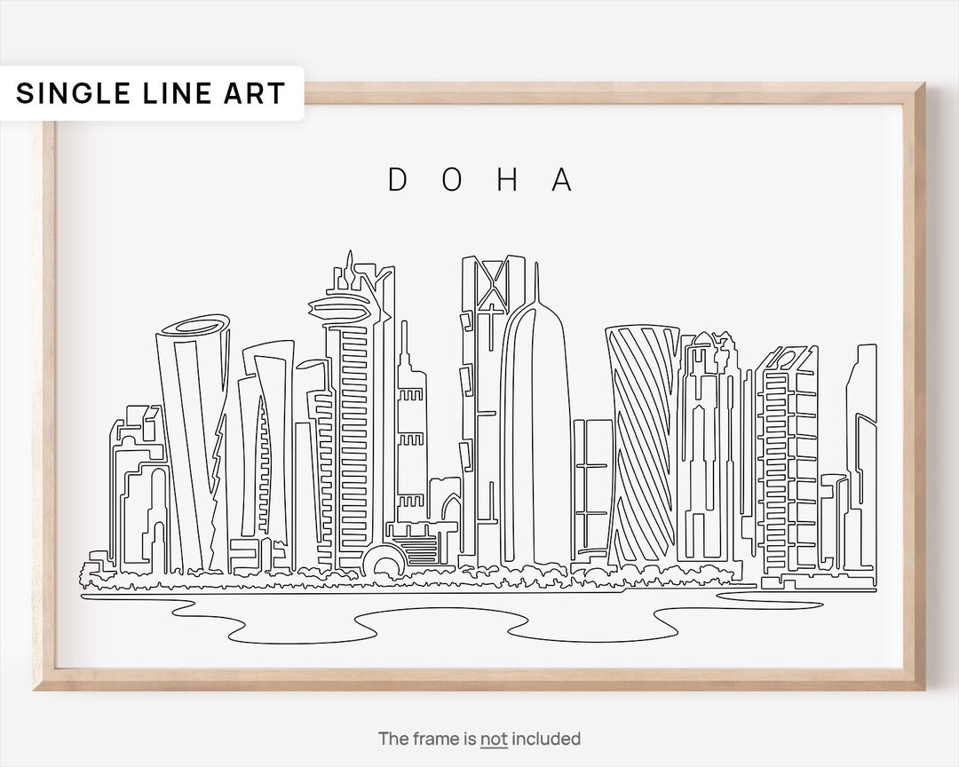 Doha Skyline Art Print qatar Wall Art With Doha Cityscape as - Etsy
