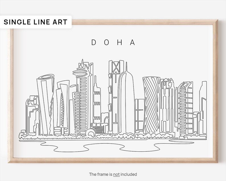 Doha Skyline Art Print qatar Wall Art With Doha Cityscape as - Etsy