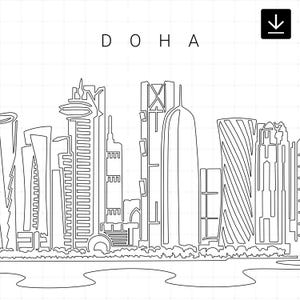 Doha Printable Wall Art - Doha Skyline Single Line Art - Digital ...
