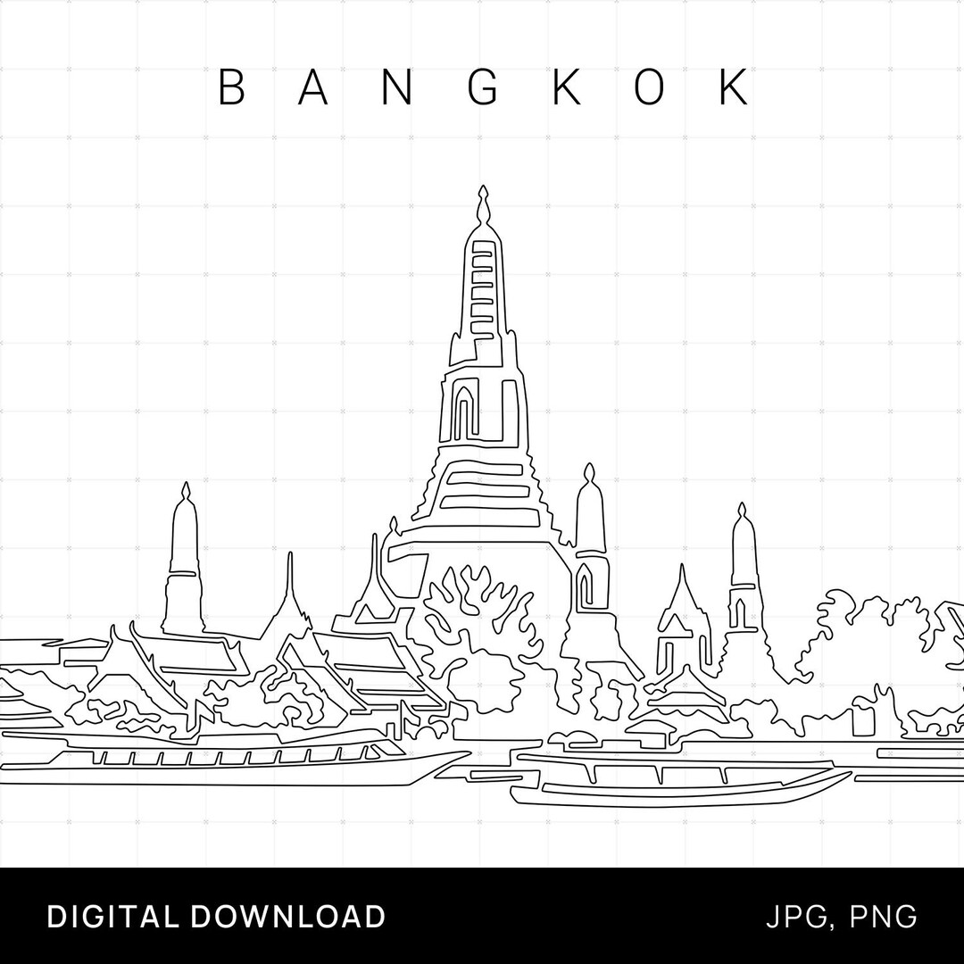 Bangkok Thailand Printable Wall Art Bangkok Digital Art Print With Wat ...