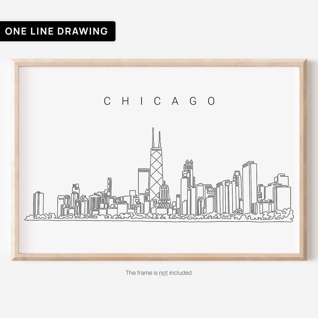 Chicago Skyline Wall Art Chicago Art Print Chicago Travel Poster With ...