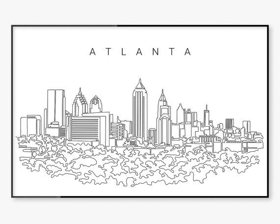 Atlanta Skyline Wall Art Atlanta Art Print With One Line | Etsy