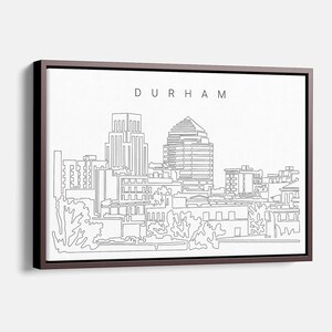 Durham NC Canvas Wall Art - Durham NC Skyline Canvas Art Print With One ...