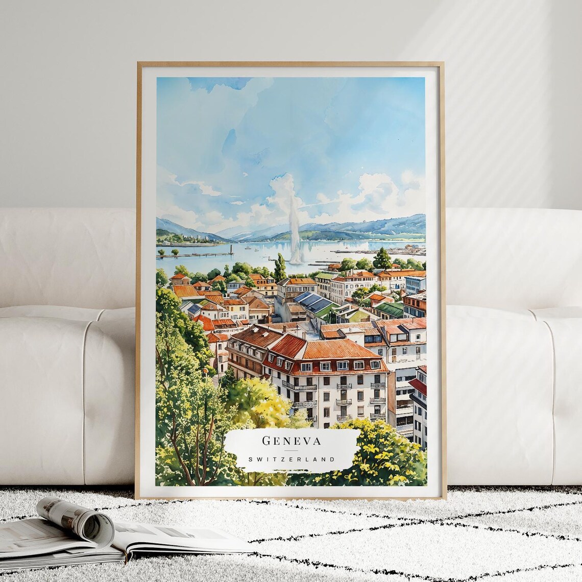 Geneva Art Print, Geneva Watercolor Art, Switzerland Wall Art ...