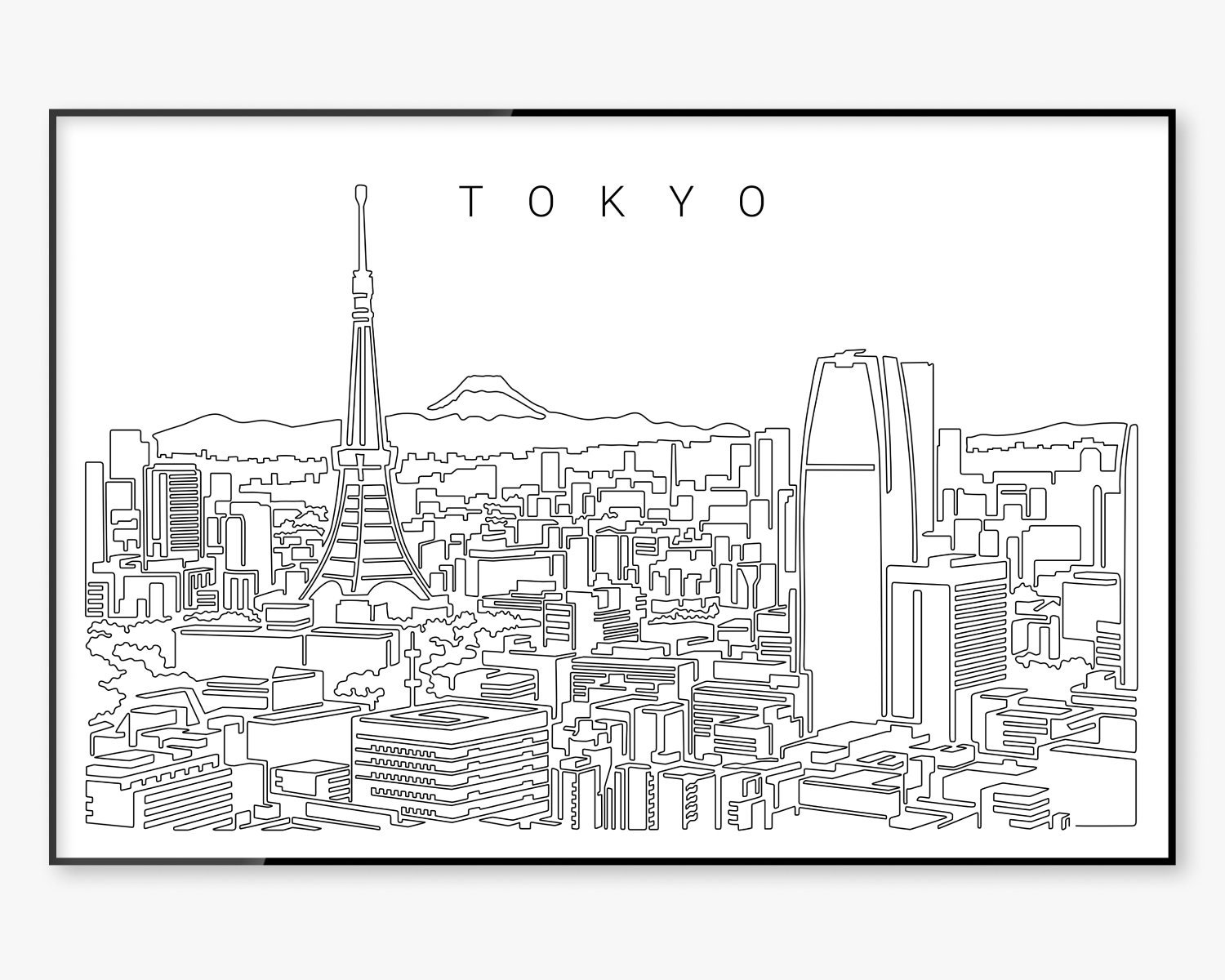 Tokyo Skyline Art Print Tokyo Japan Wall Art With City | Etsy