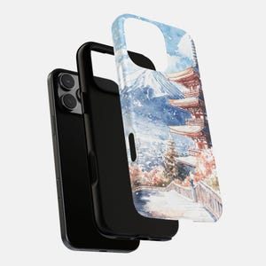 Japan Phone Case With Mount Fuji and Pagoda Watercolor Art, Japanese ...