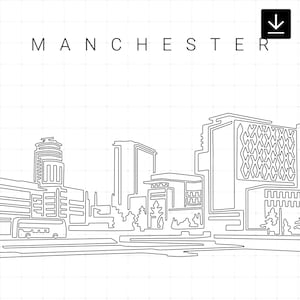 Manchester Printable Wall Art - Manchester Skyline Single Line Art ...
