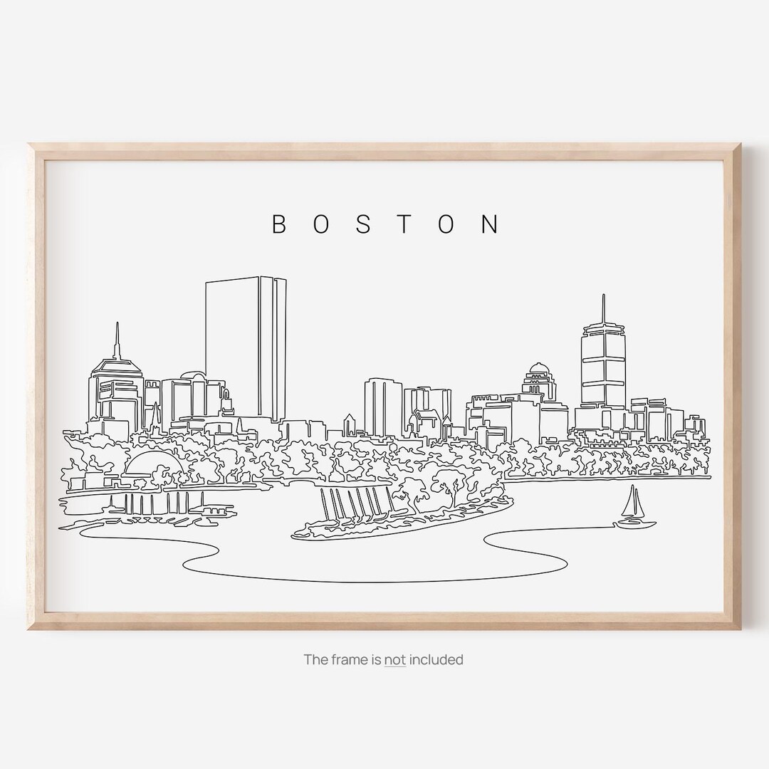 Boston Skyline Art Print With Cityscape Single Line Art - Great Wall ...