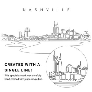 Nashville Printable Wall Art - Nashville TN Cityscape Single Line Art ...