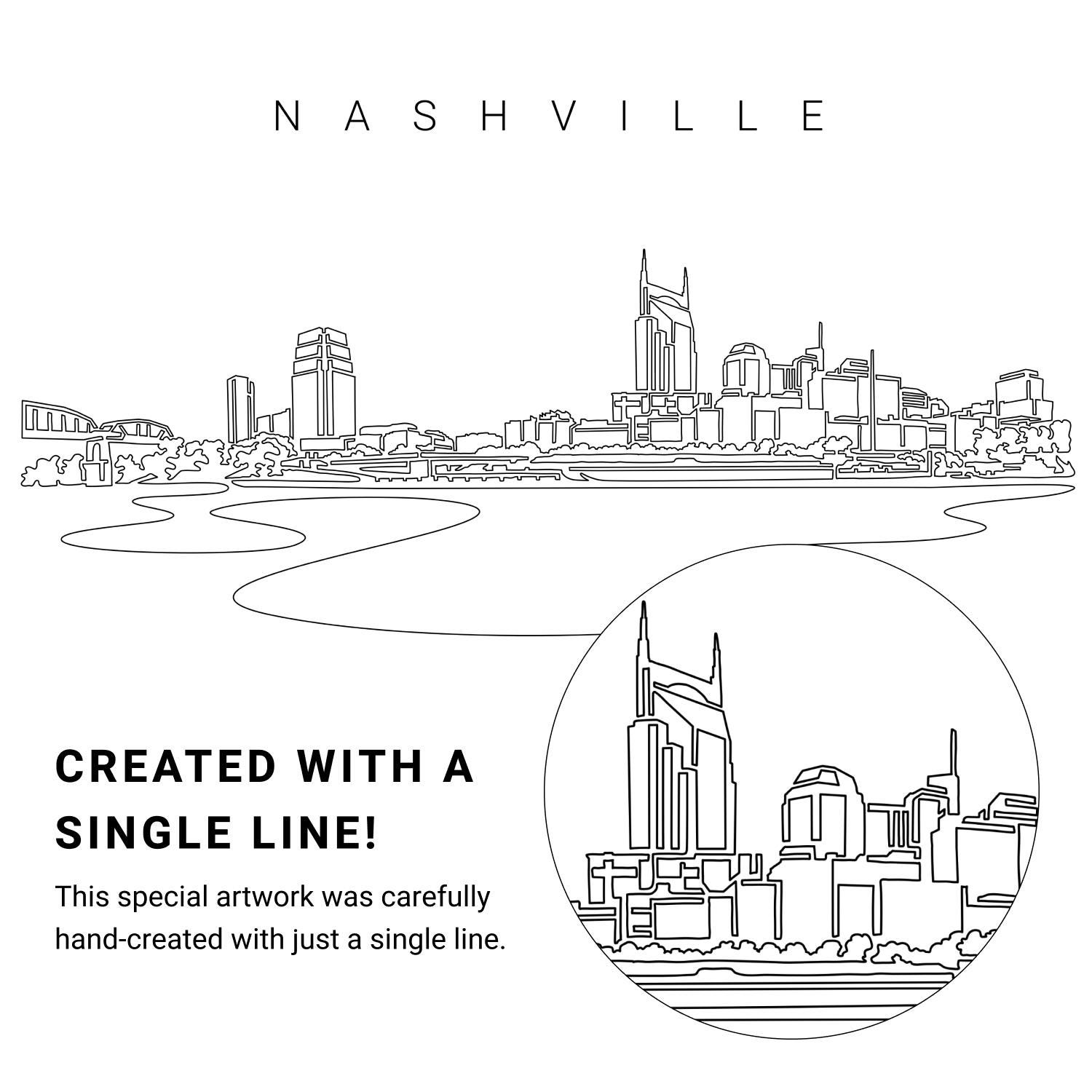 Nashville Printable Wall Art - Nashville TN Cityscape Single Line Art ...