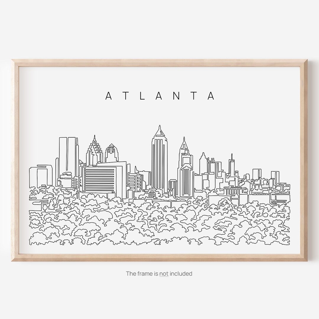Atlanta Skyline Wall Art - Atlanta Art Print With One Line Drawing ...
