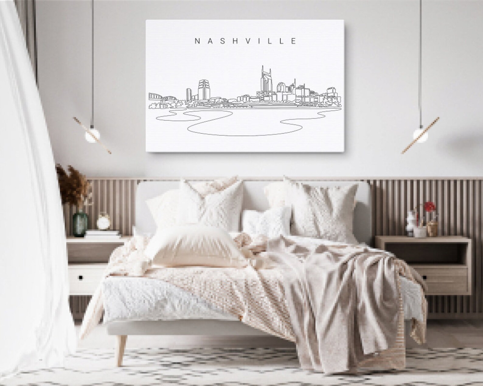 Nashville Skyline Canvas Wall Art Nashville Canvas Art Print With One ...