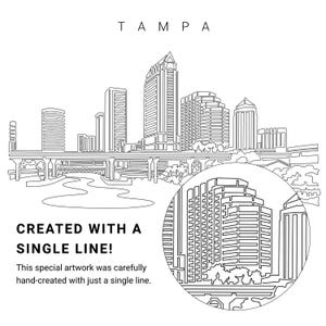 Tampa Florida Printable Wall Art - Tampa Skyline as Single Line Art ...