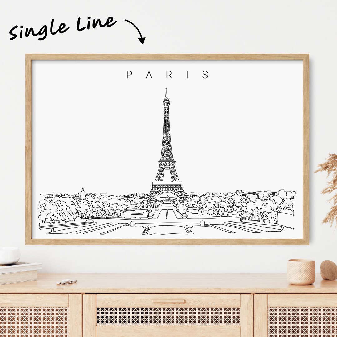 Framed Paris Skyline Wall Art - Paris Art Print With Eiffel Tower One ...