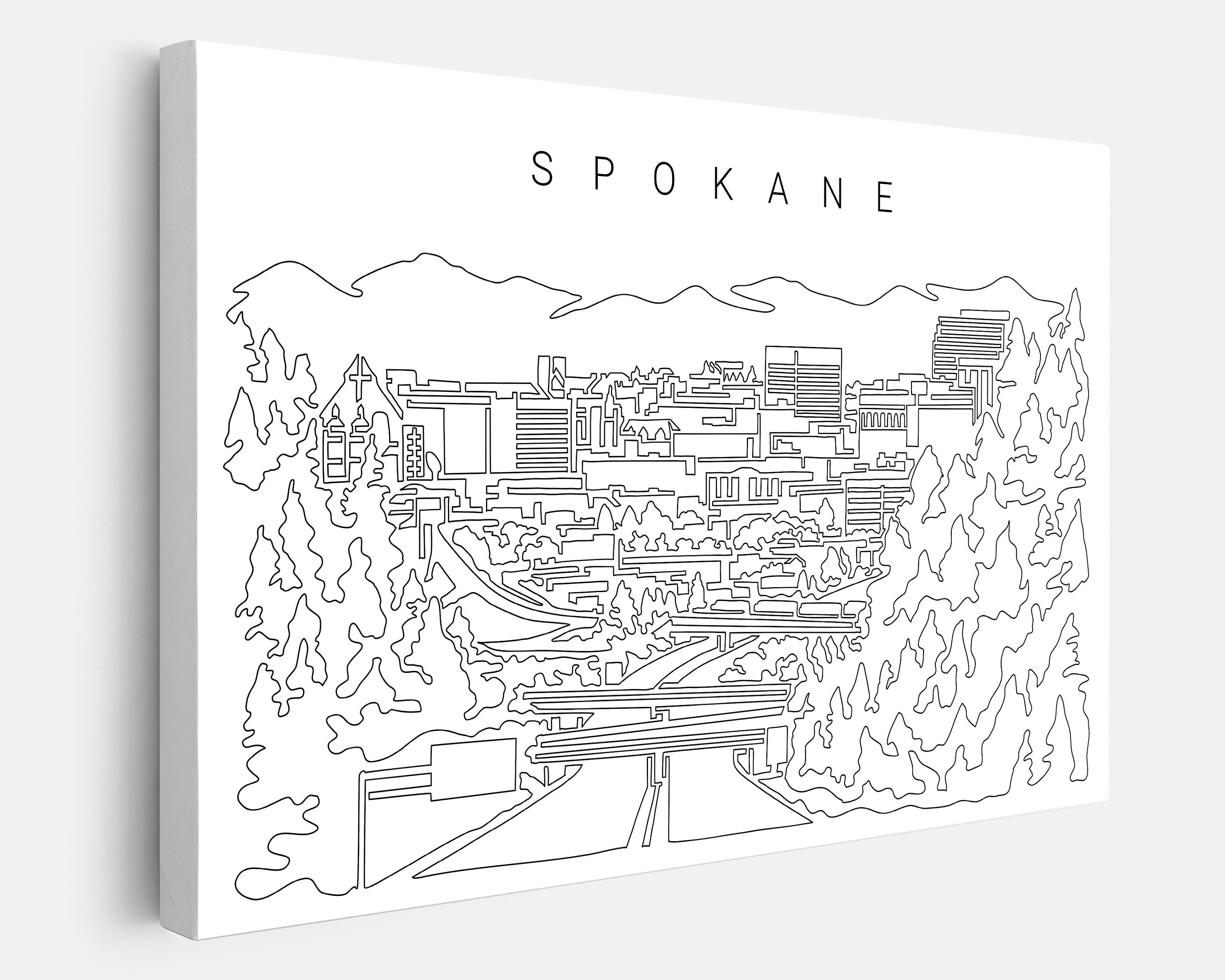 Spokane Skyline Canvas Art Print Spokane Washington Canvas - Etsy Australia