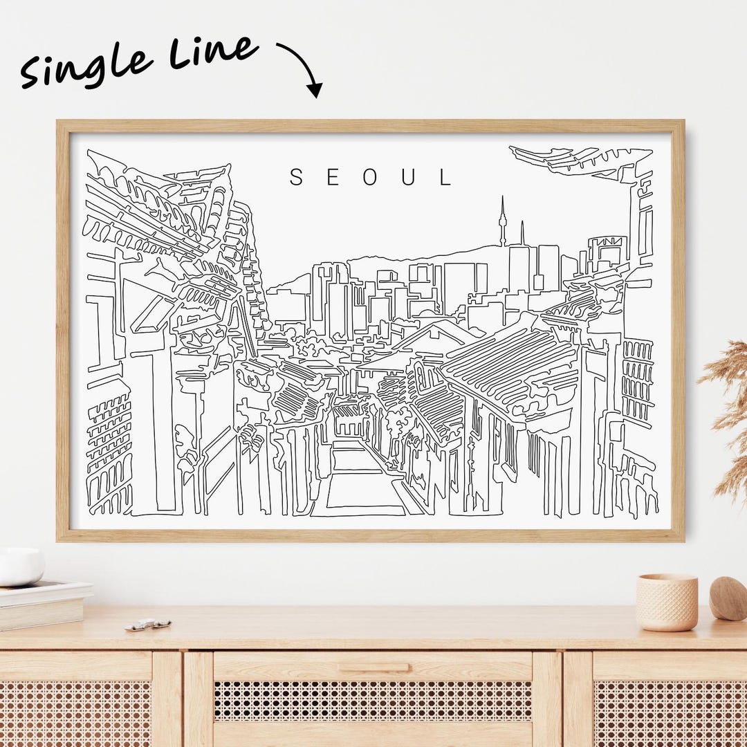 Framed Seoul Skyline Wall Art - Seoul Art Print - Seoul Travel Poster ...