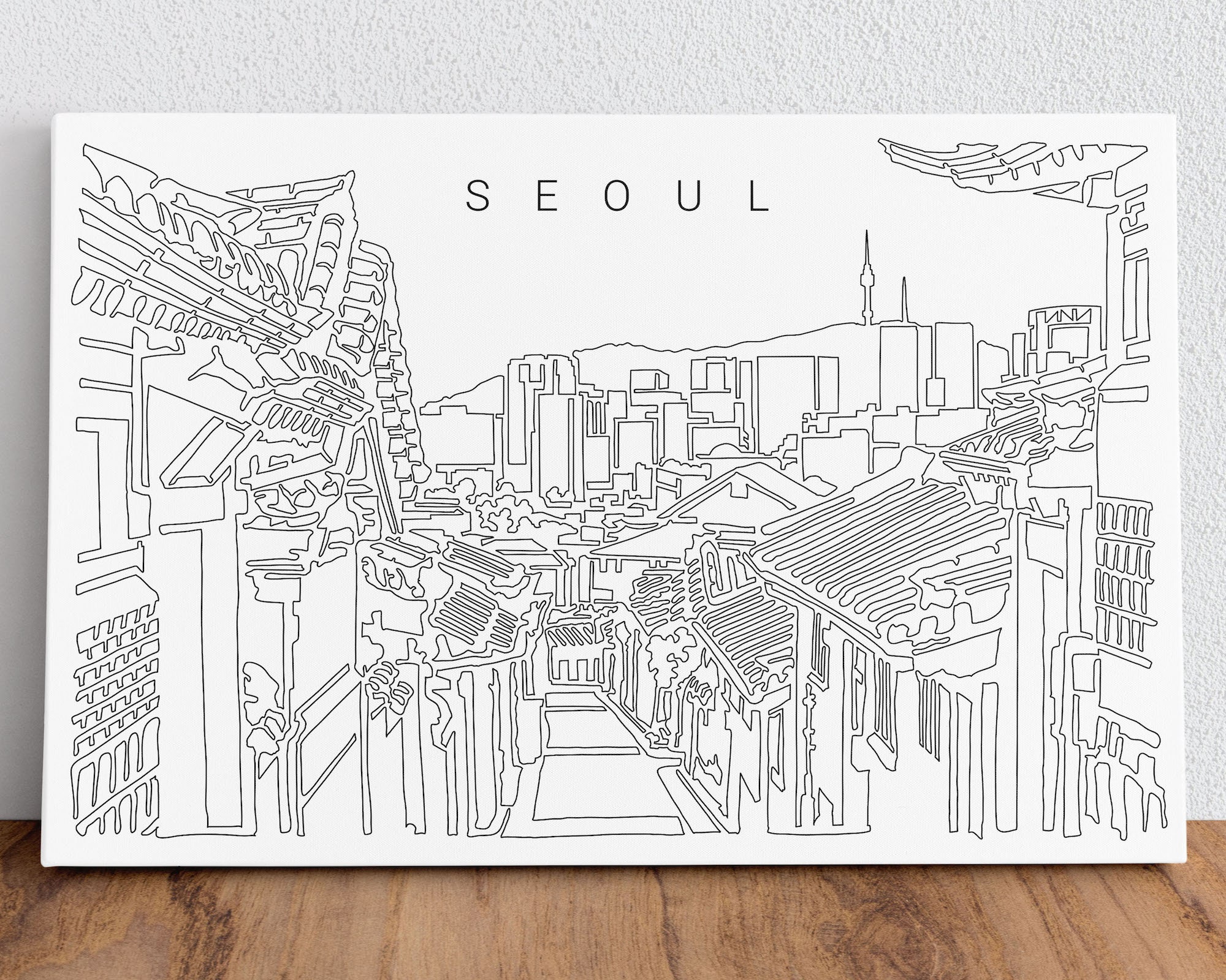 Seoul Canvas Wall Art Seoul Art Print with Skyline One Line | Etsy