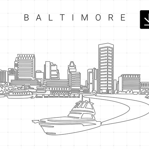 Baltimore Skyline Wall Art as One Line Drawing Baltimore - Etsy