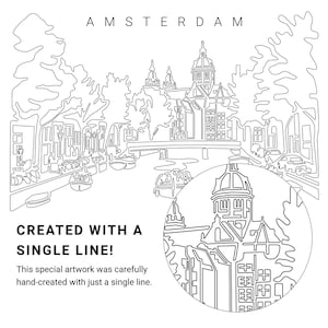 Amsterdam Printable Wall Art - Amsterdam Skyline Single Line Art ...