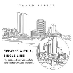 Grand Rapids Printable Wall Art - Grand Rapids Skyline Single Line Art ...