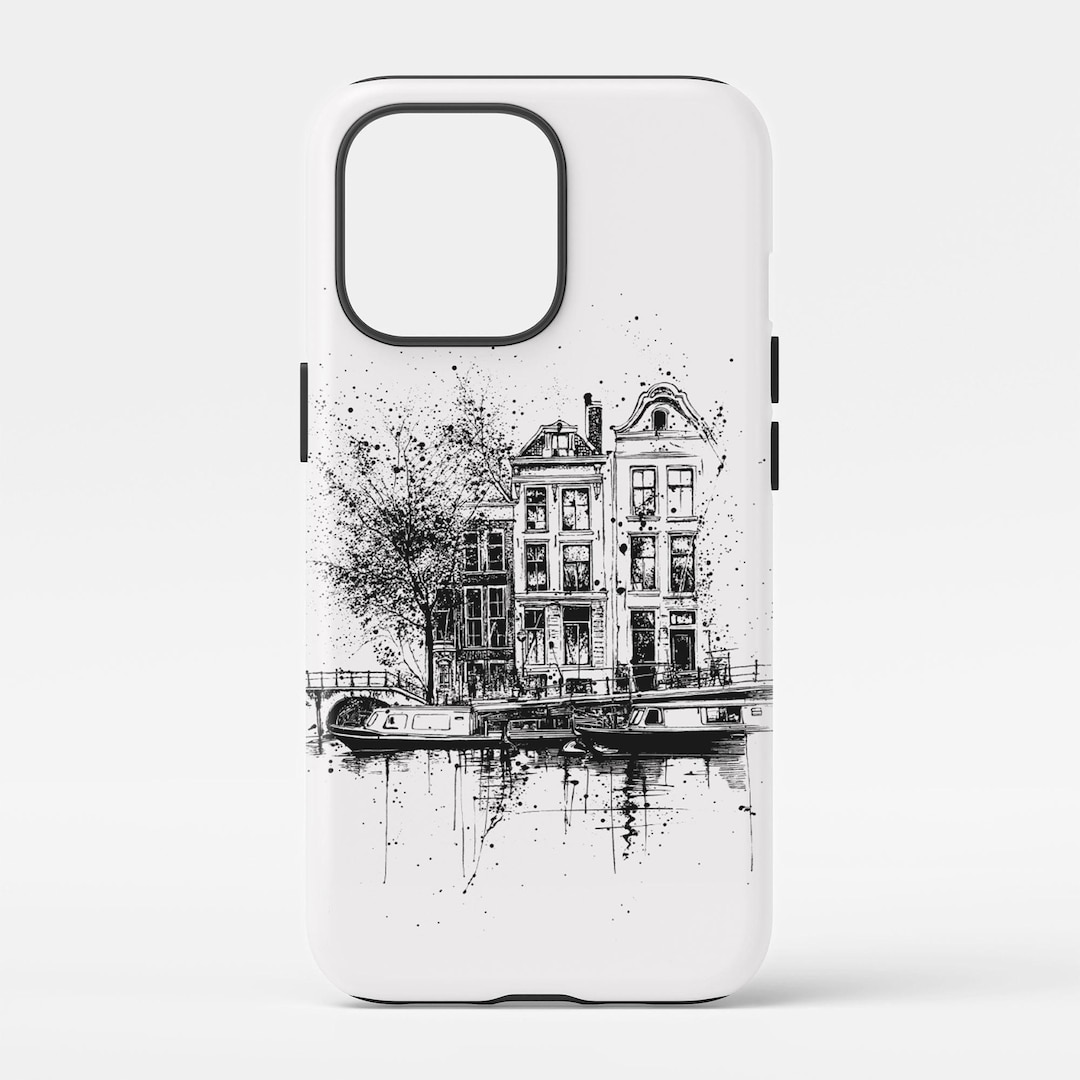 Amsterdam Canal Phone Case: Pencil Drawing Art Design Protective Cover ...