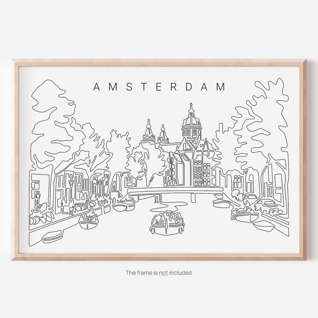 Amsterdam Art Print - Amsterdam Poster With One Line Drawing of the ...