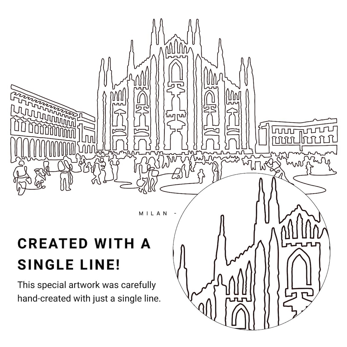 Milan Italy Printable Wall Art - Milan Cathedral Single Line Art ...