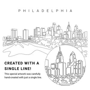 Philadelphia Printable Wall Art - Philadelphia Cityscape Single Line ...
