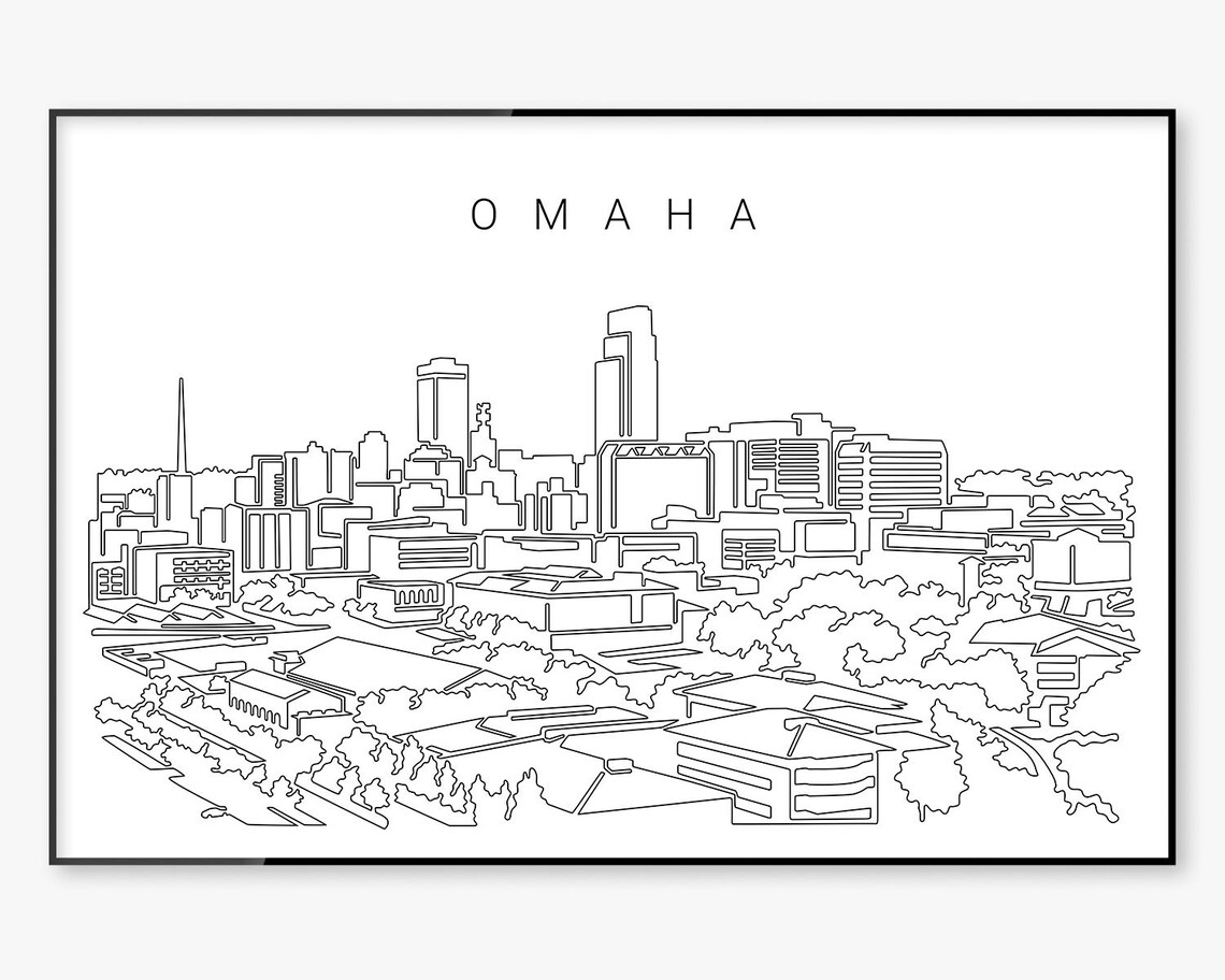 Omaha Skyline Art Print Omaha Poster With Cityscape Single | Etsy