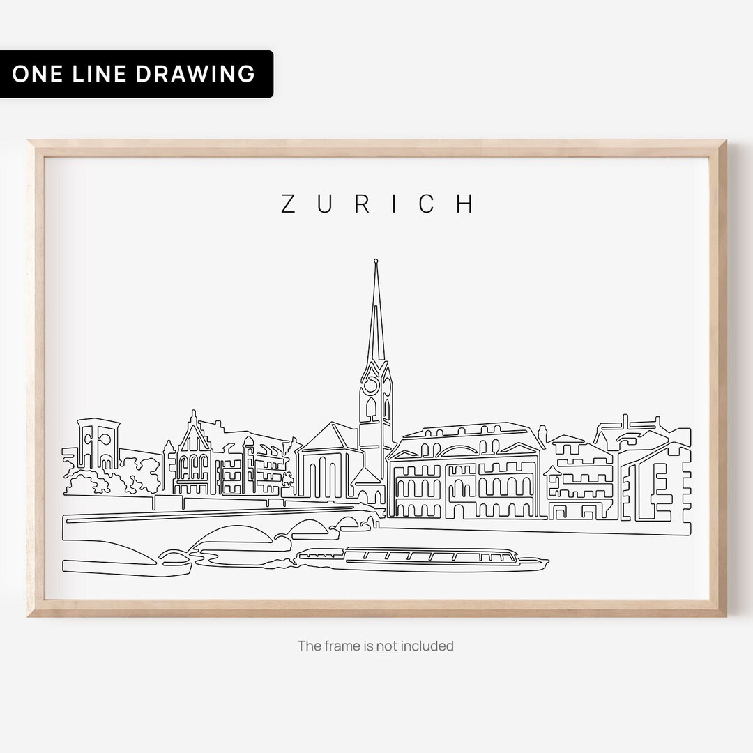 Zurich City Art Print Switzerland Poster With Zurich Cityscape as ...