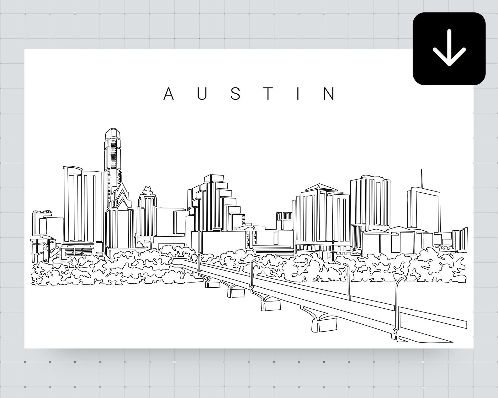 Austin Texas Skyline SVG as Digital Download Austin Art | Etsy