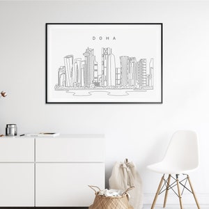 Doha Skyline Art Print -qatar Wall Art With Doha Cityscape as Single ...